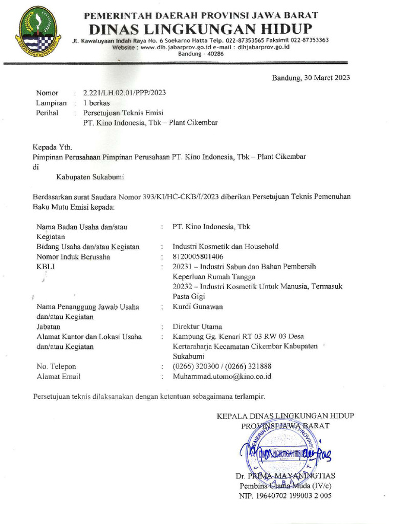 Persetujuan Teknis Emisi | PDF