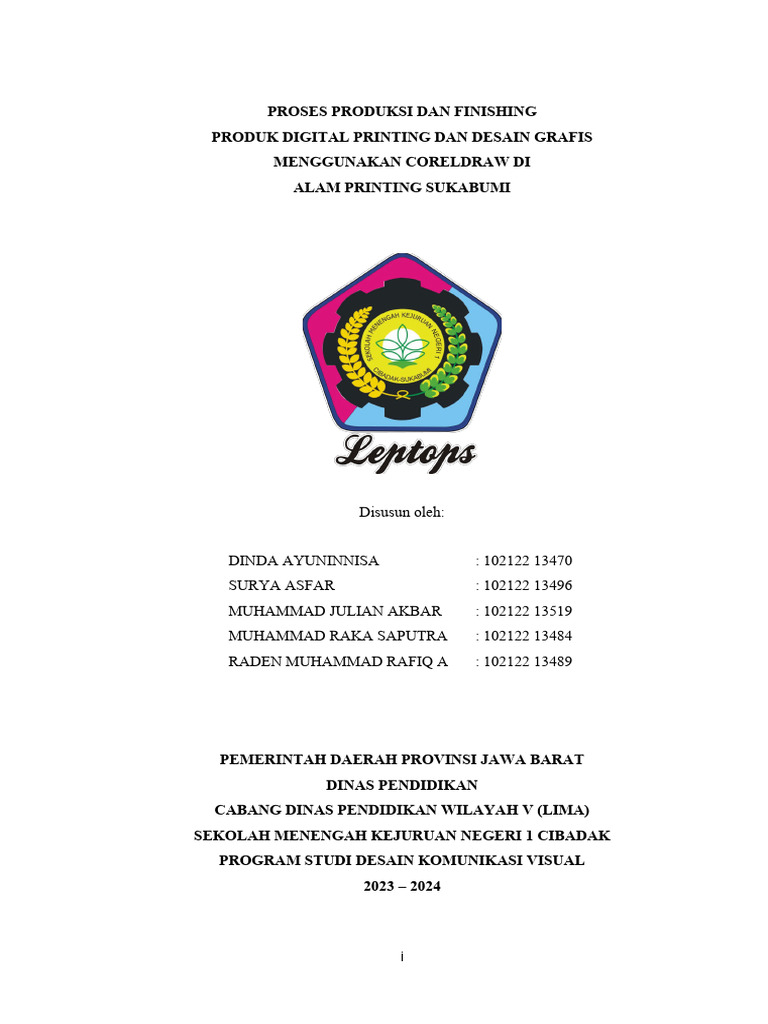 Contoh Laporan Prakerin/PKL (Praktik Kerja Lapangan) Alam Printing - SMK Negeri 1 Cibadak DKV ...