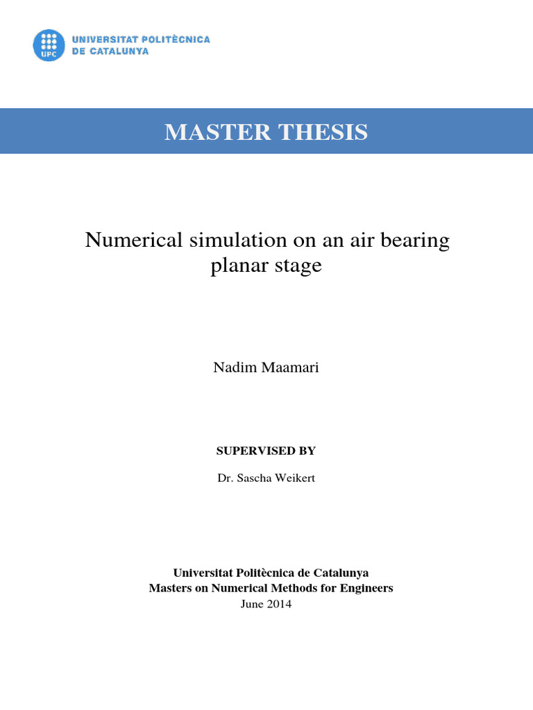 Thesis Numerical Simulation On An Air Bearing Planar Stage Pdf Finite Element Method