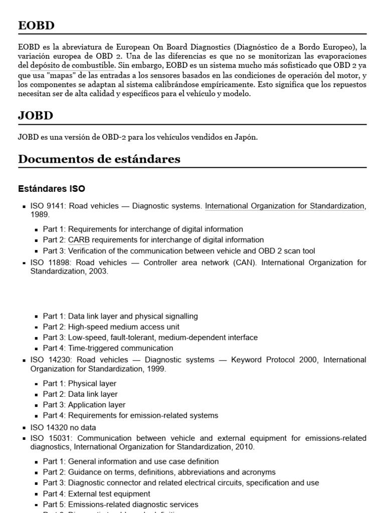 EOBD y Estándares de Diagnóstico Vehicular | PDF | Computing | Data Transmission