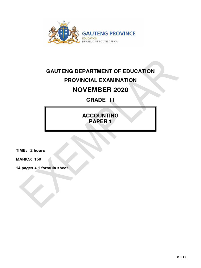 Grade 11 Accounting Exam 2020 | PDF | Debits And Credits | Transaction ...