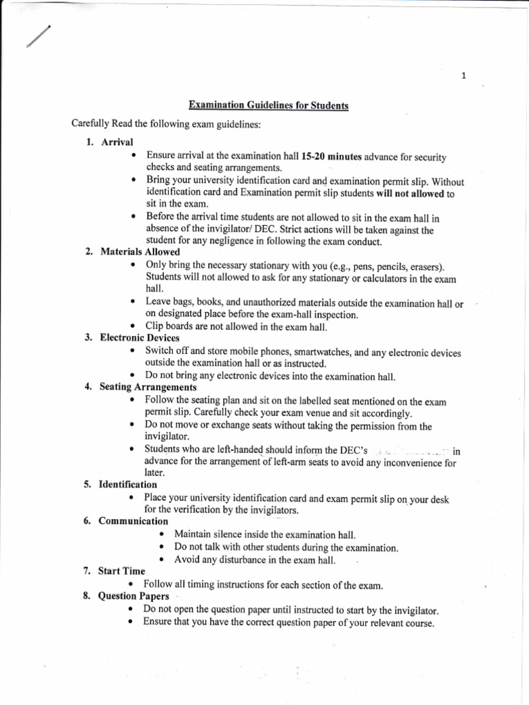 Examination Guidelines for Students_240530_082632 | PDF