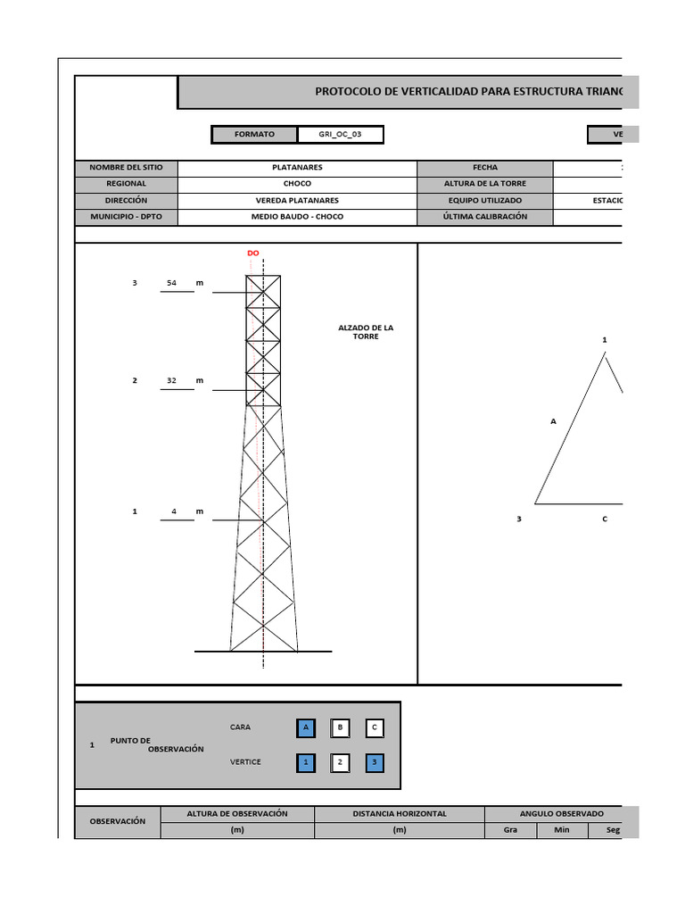 Verticalidad Torre Vereda Platanares | PDF | Probabilidades y ...
