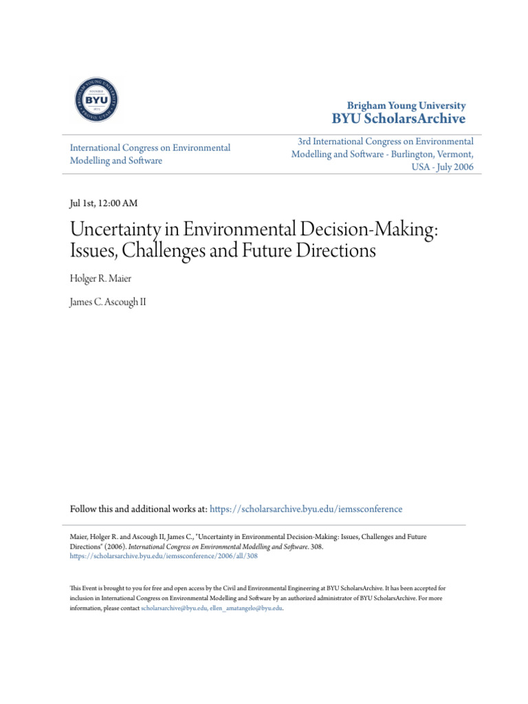 Uncertainty in Environmental Decision-Making_ Issues Challenges | PDF | Sensitivity Analysis ...