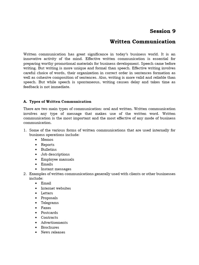Session 9_Written Communication | PDF | Communication | Information