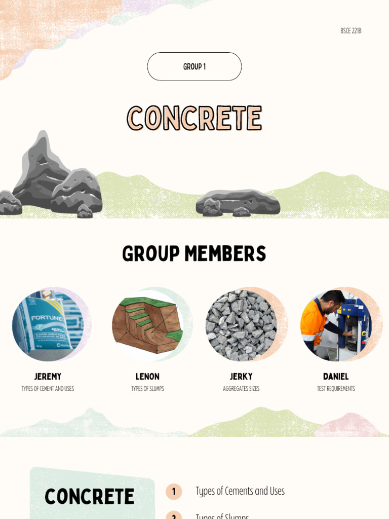 Division of Concrete - GROUP 1 | PDF | Cement | Concrete