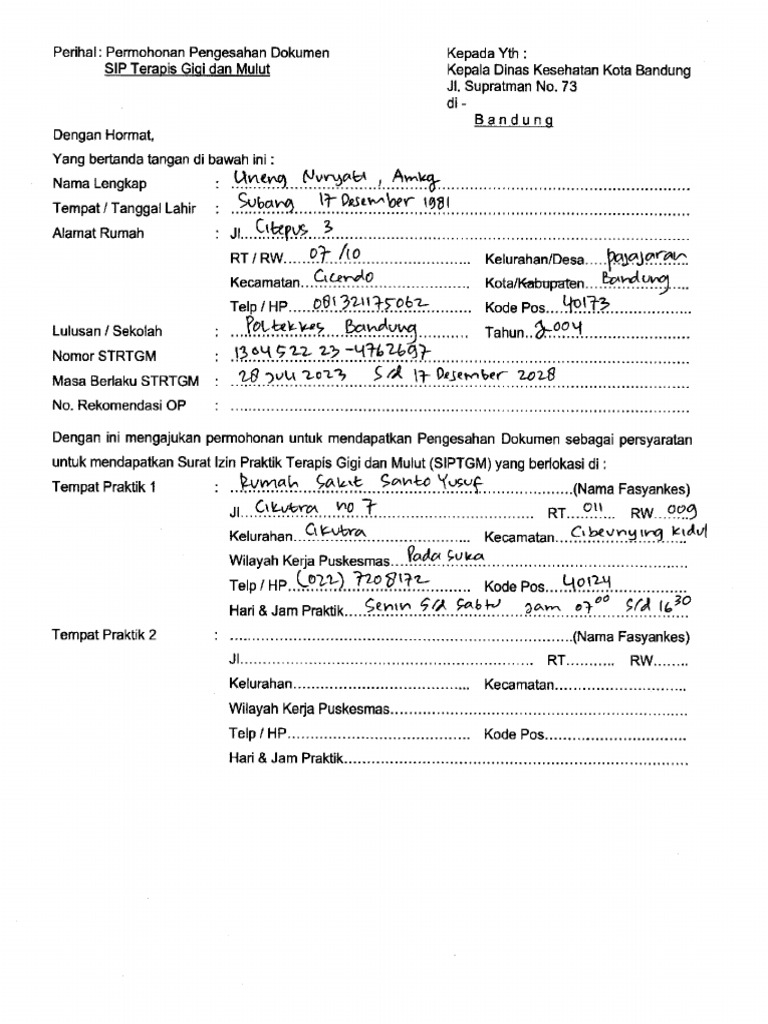 Contoh Permohonan SPD | PDF