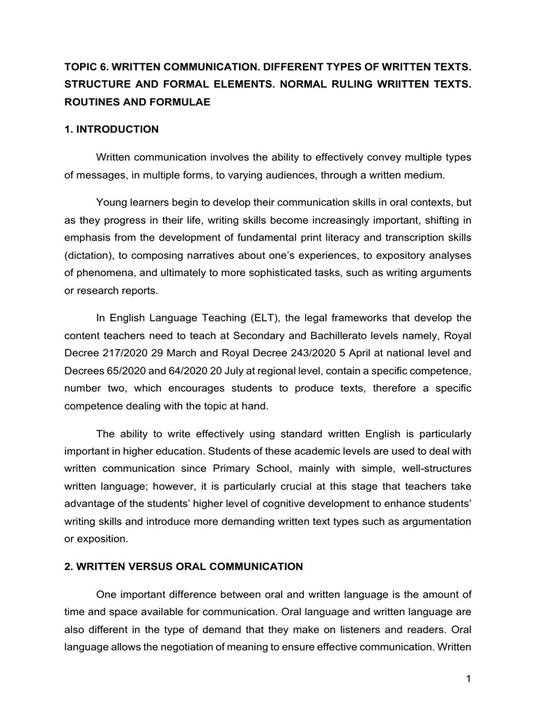 Topic 6 Written Communication Pdf Narrative Clause