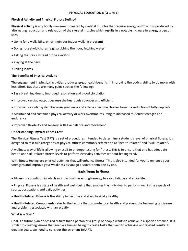 Understanding Physical Fitness and Goals | PDF | Goal | Physical Fitness