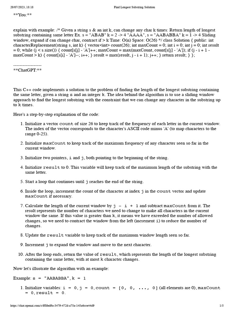 Find Longest Substring Solution | PDF | String (Computer Science) | Algorithms And Data Structures