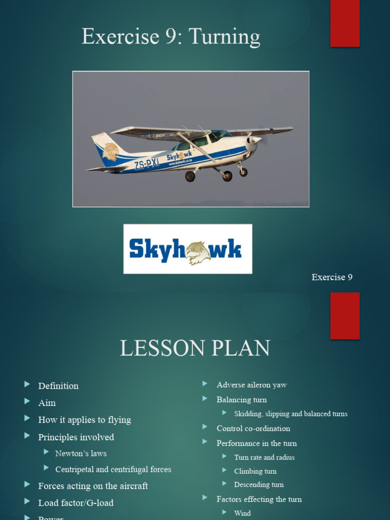 Skyhawk Aviation - Exercise 9 Turning | PDF | Force | Aileron