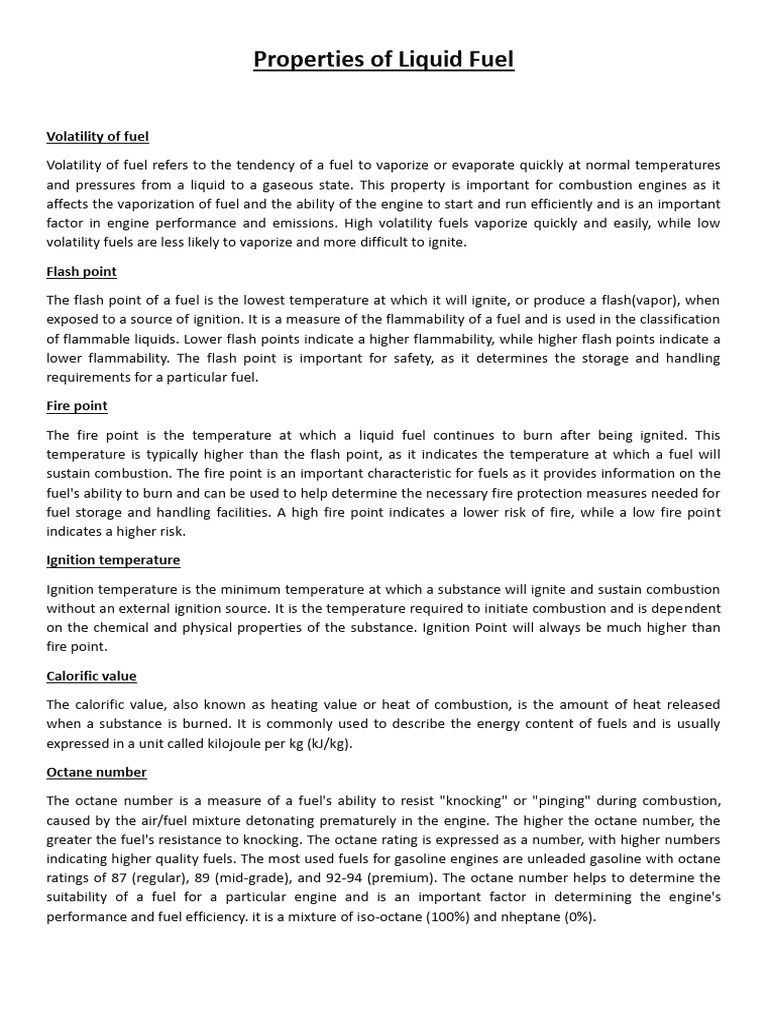 2.3 Properties of Liquid Fuel | PDF | Combustion | Energy Technology