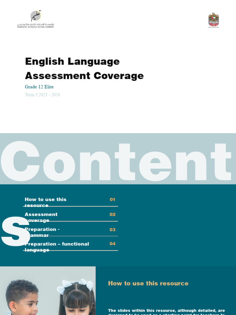 Grade 12 Elite Assessment Coverage Grammar and FL Teaching Resource ...