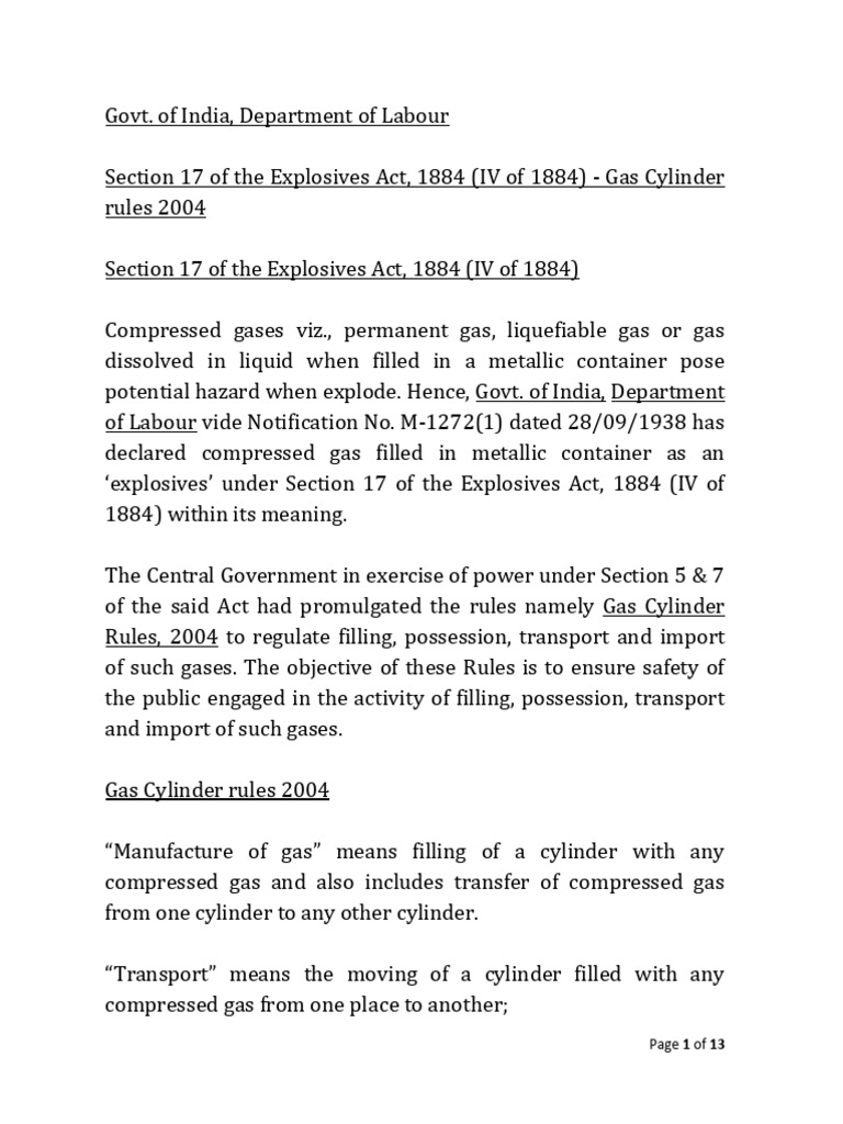 Gas Cylinder Safety Regulations | PDF | Liquefied Petroleum Gas ...