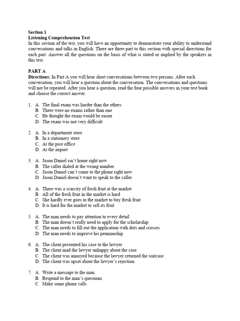 Section 1 Listening Comprehension | PDF | Diamond | Volcano