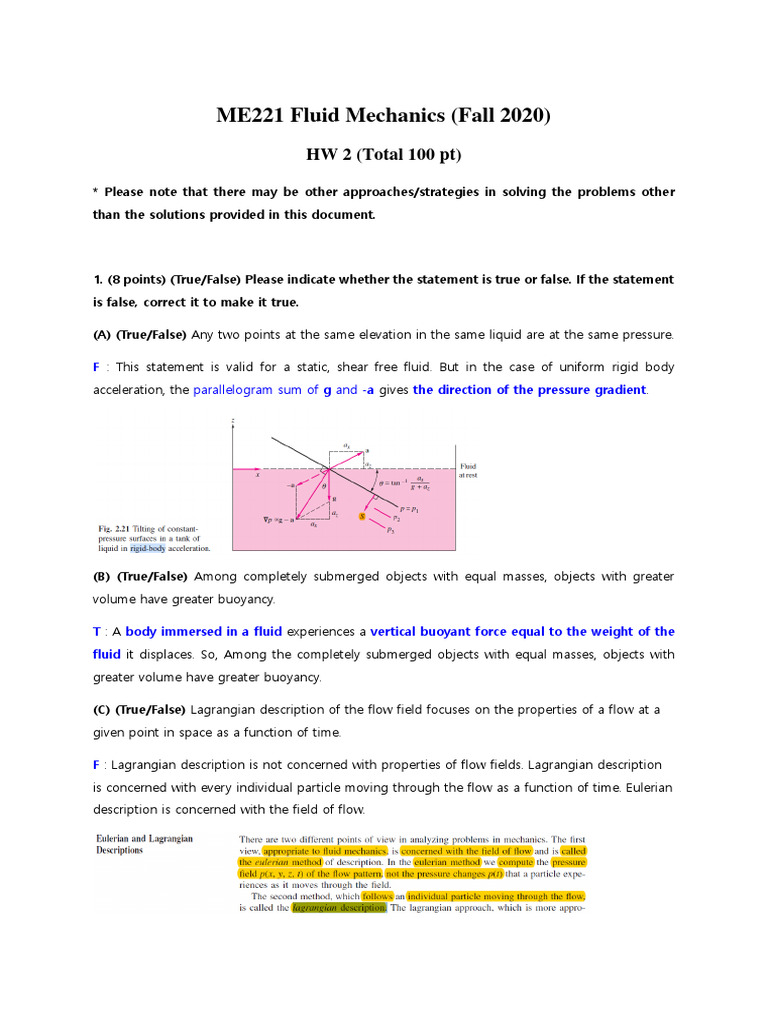 HW2 SOL Update | PDF | Lung | Buoyancy