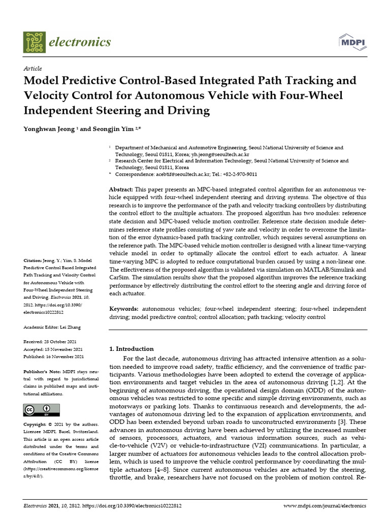 Model Predictive Control-Based Integrated Path Tra | PDF | Steering | Nonlinear System