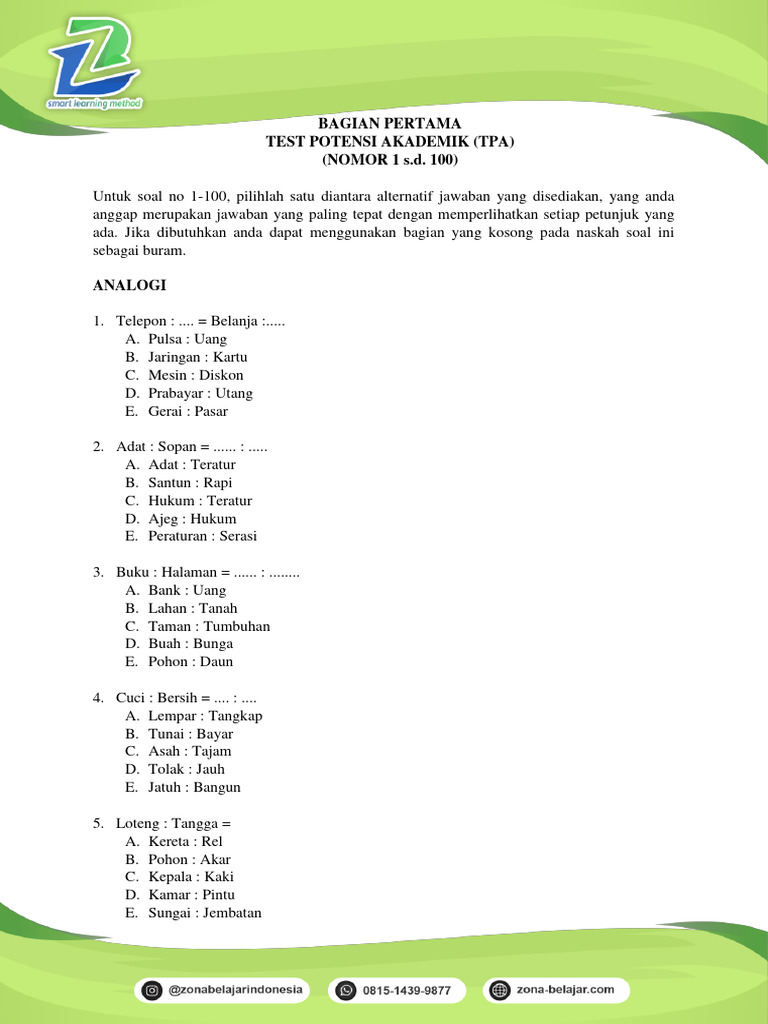 Soal Tpa Simak Ui Pascasarjana | PDF