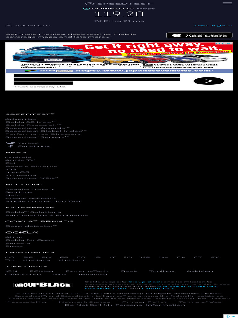 Speedtest by Ookla - The Global Broadband Speed Test | PDF