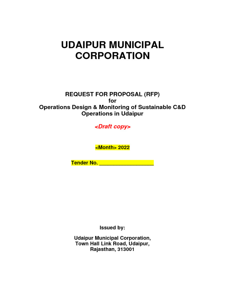 Draft_UMC C&D RFP | PDF | Request For Proposal | Value Added Tax