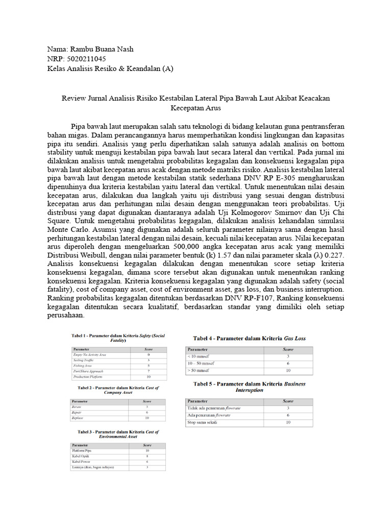 Risiko Kestabilan Pipa Bawah Laut | PDF | Sains & Matematika | Teknologi & Rekayasa