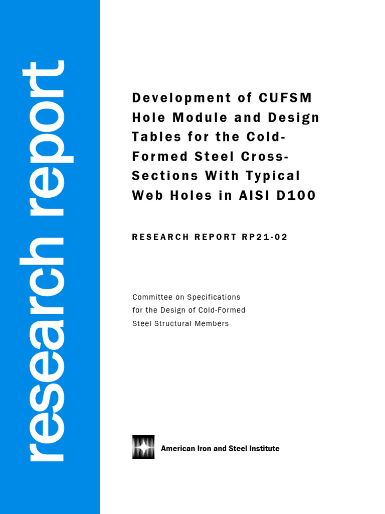 AISI RP21-02 CUFSM Hole Module and Design Tables for CFS Cross-Sections ...