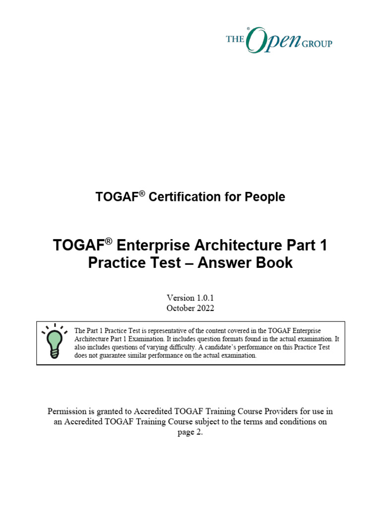 TOGAF_Enterprise_Architecture_Part_1_Practice_Test_Answer_Book | PDF ... TOGAF_Enterprise_Architecture_Part_1_Practice_Test_Answer_Book | PDF ...