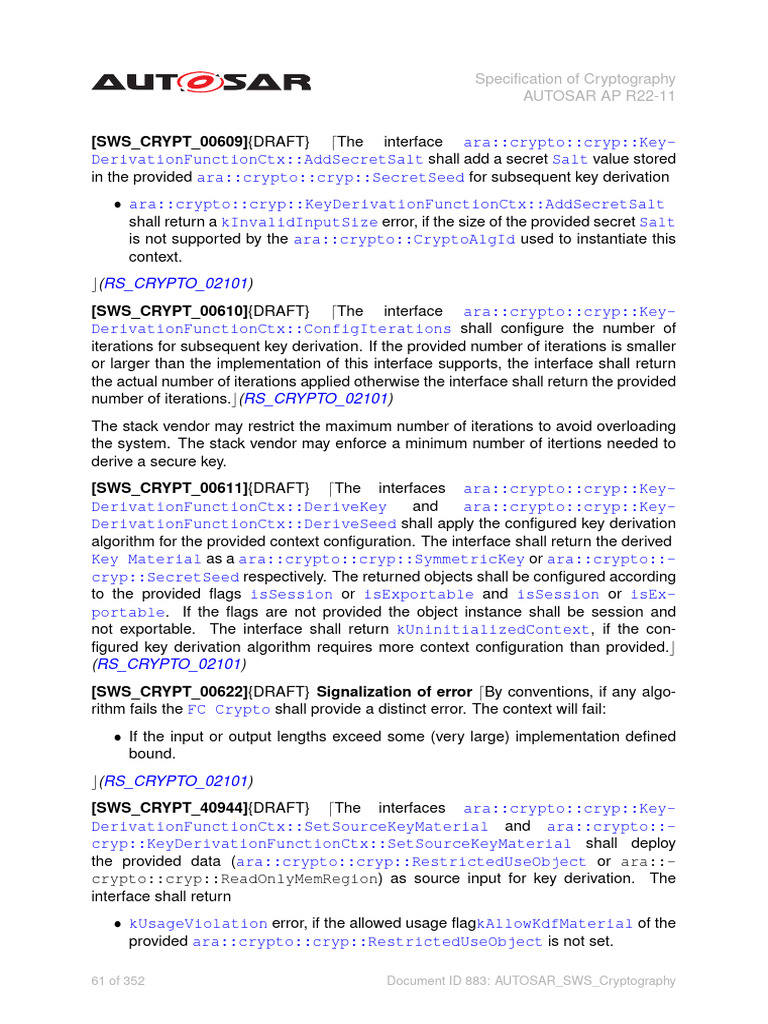 AUTOSAR SWS Cryptography Pages 2 | PDF | Encryption | Cryptography