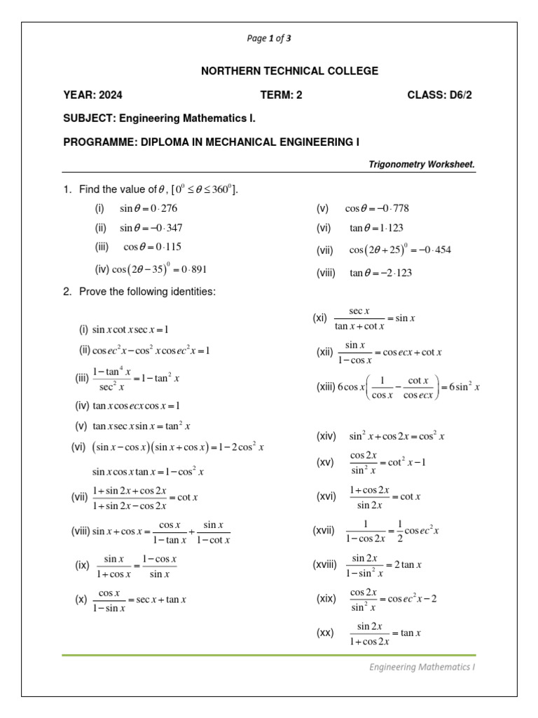 D6-2-A1-May 2024-Trigonometry. | Download Free PDF | Trigonometric Functions | Elementary Geometry