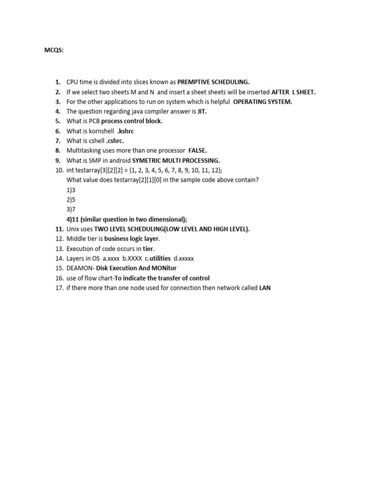 MCQS | PDF | Operating System | Computing