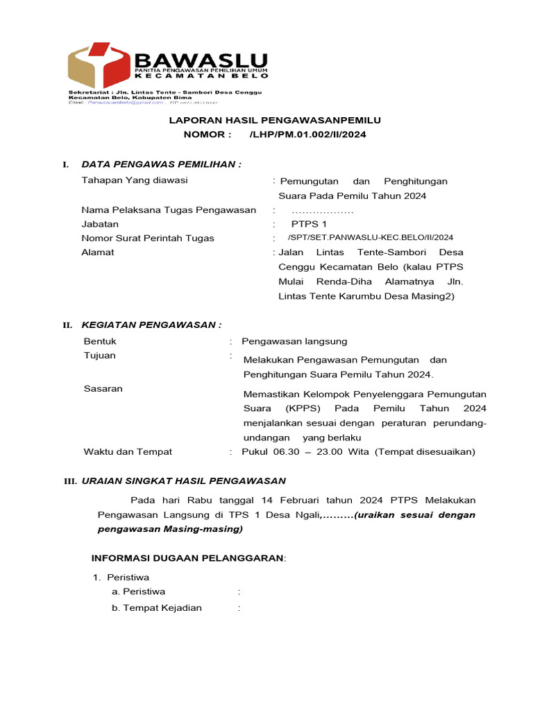 LHP Pungut Hitung Hitung | PDF