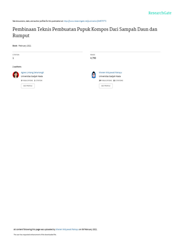 Pembinaan Teknis Pembuatan Pupuk Kompos Dari Sampah Daundan Rumput | PDF