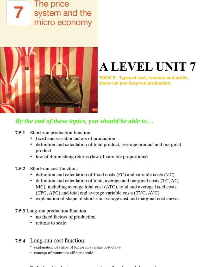 7.5 - Types of Cost, Revenue and Profit, Short-Run and Long-Run ... 7.5 - Types of Cost, Revenue and Profit, Short-Run and Long-Run ...