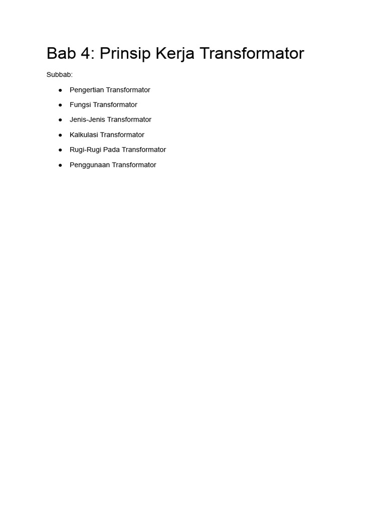 Bab 4 - Prinsip Kerja Transformator | PDF