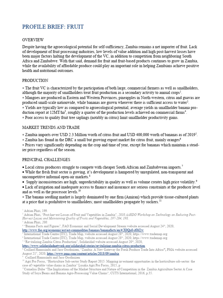 Fruits VC profile brief | PDF | Smallholding | Agriculture