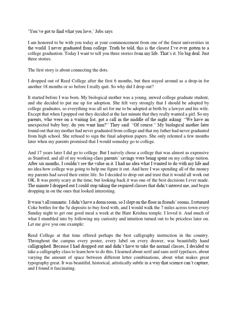 Steve Jobs Speech | PDF | Typography | Pancreas