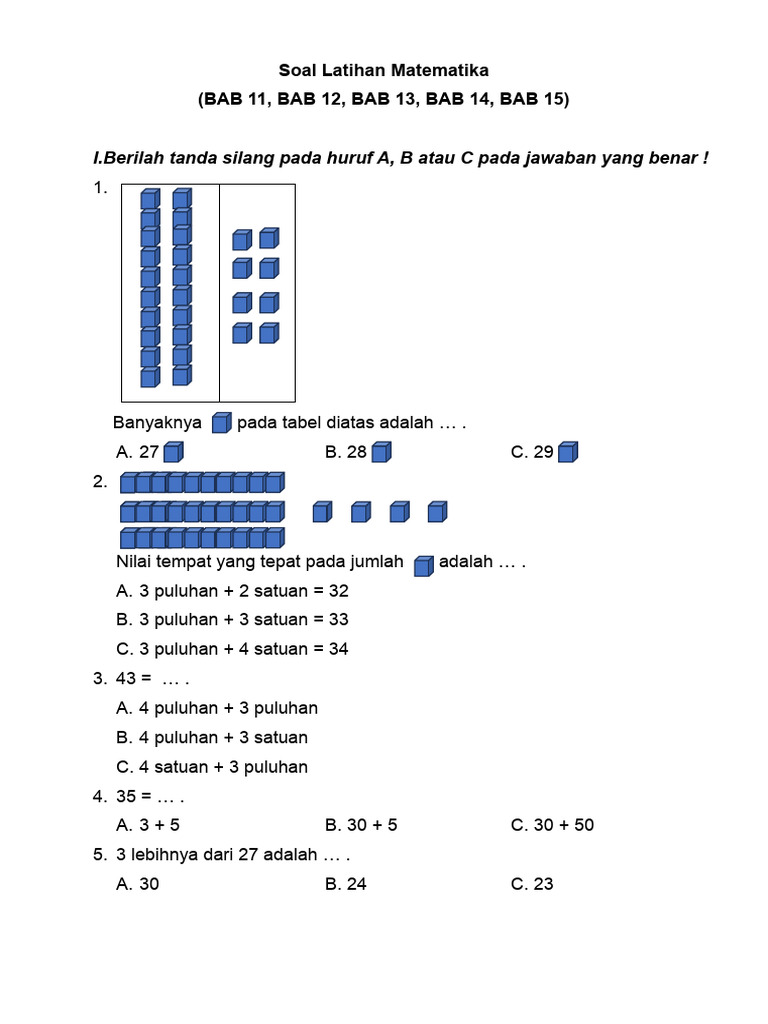 Soal Latihan Matematika Kelas 1 Sd Semester 2 Pdf