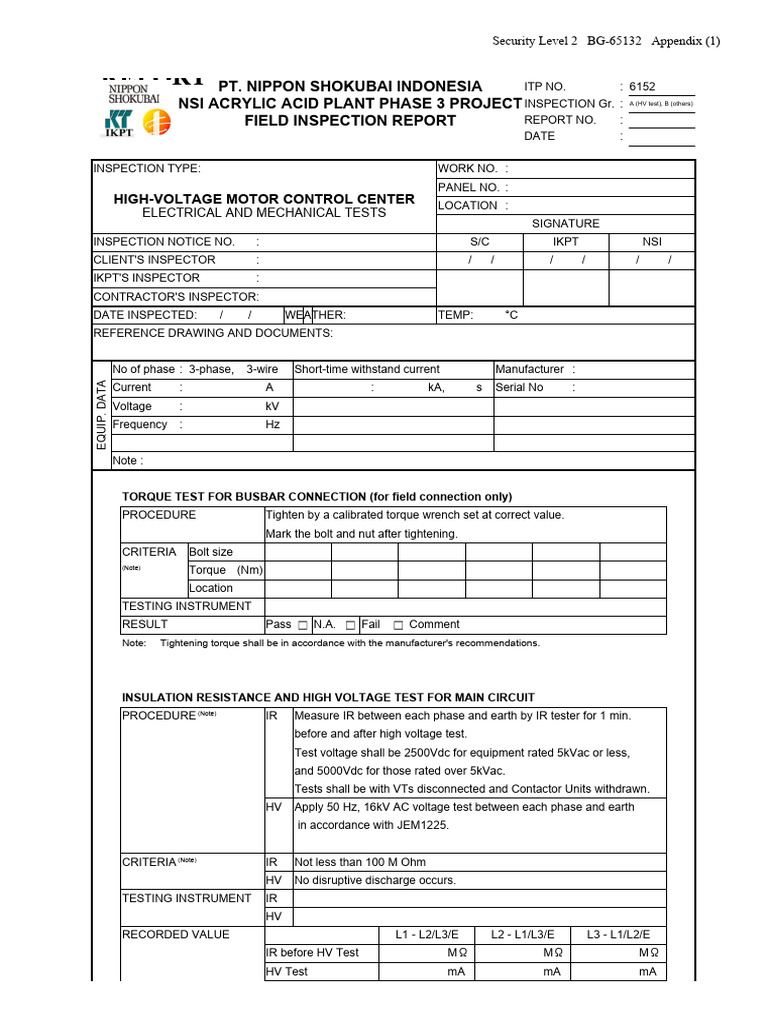 Field Inspection: Pt. Nippon Shokubai Indonesia Nsi Acrylic Acid Plant ...