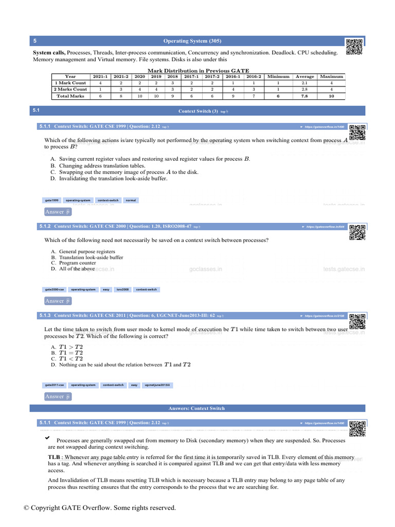 Gate OS | PDF | Process (Computing) | Computer Hardware