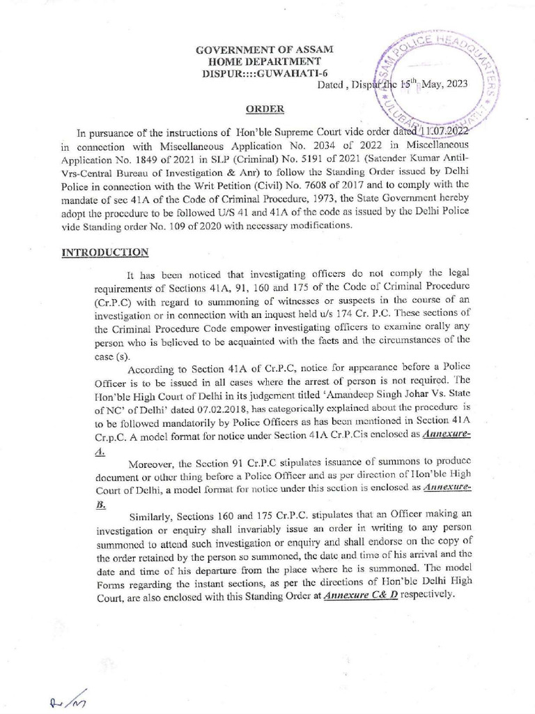 41A NOTICE ASSAM Order - English | PDF