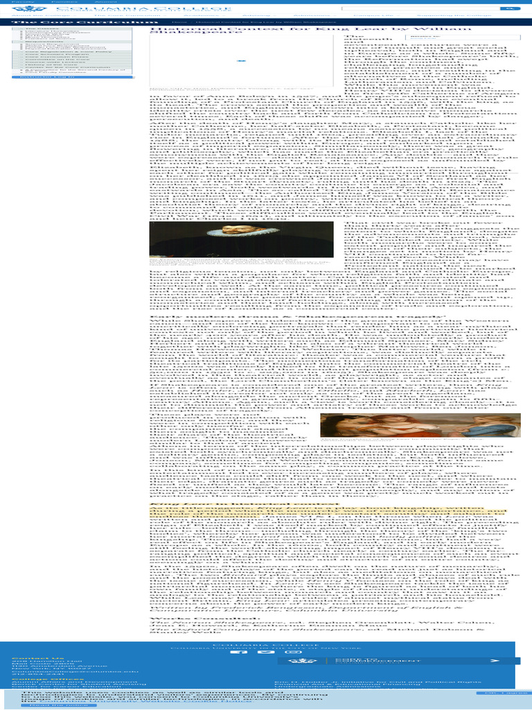 Historical Context For King Lear by William Shakespeare The Core Curriculum | PDF | Tragedy ...