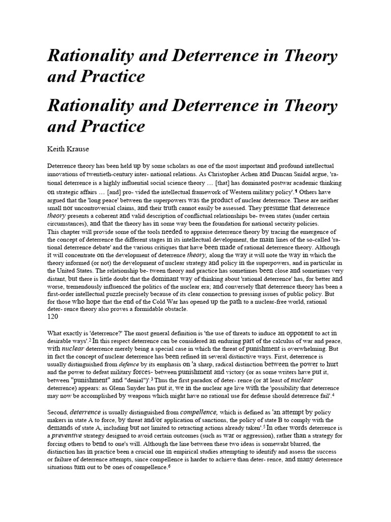 CH 6 Rationality and Deterrence in Theory and Practice | PDF | Deterrence Theory | Crime & Violence