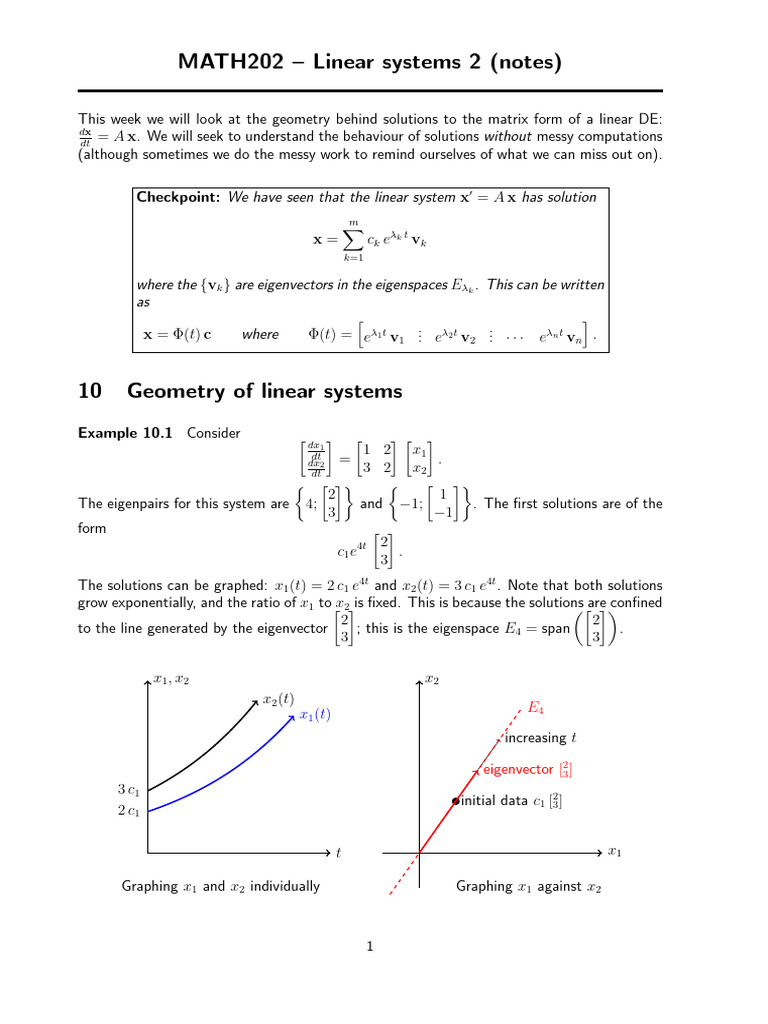 Math 202 Linear Systems 2 | Download Free PDF | Eigenvalues And Eigenvectors | Stability Theory