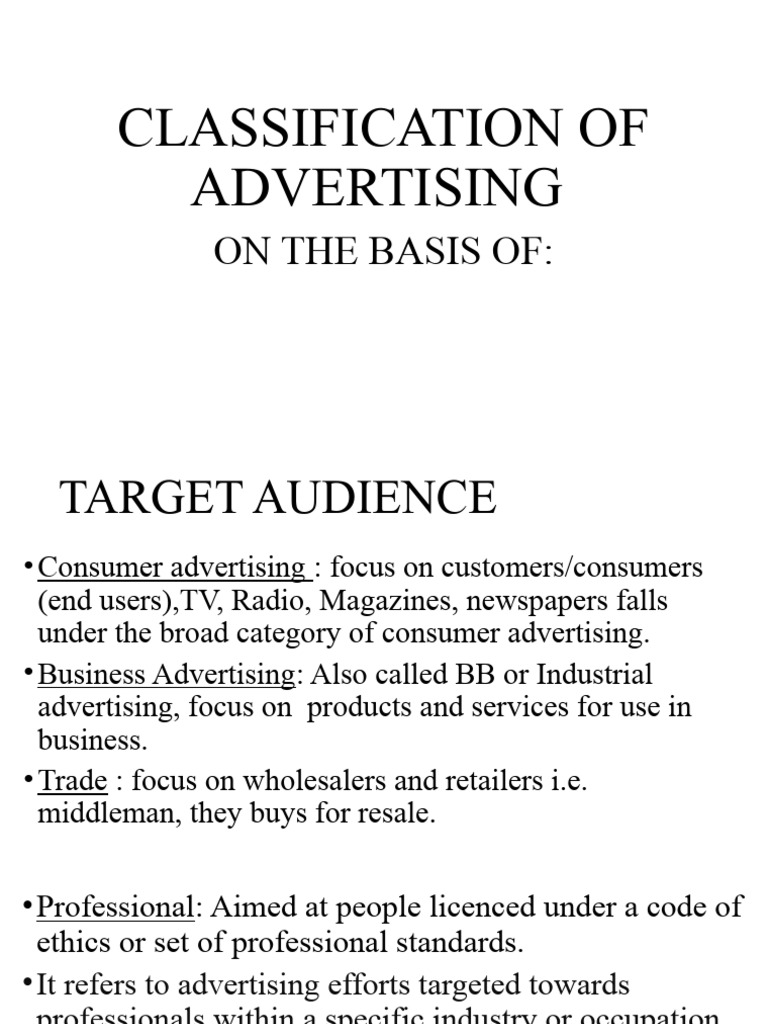 Classification of Advertising,Ppt | Download Free PDF | Advertising ...