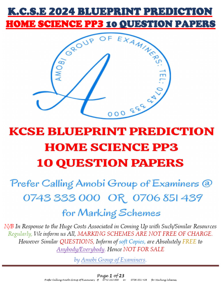 Hsci Pp3 BP 10 QP Kcse Prediction-1 | PDF | Cooking | Vegetables