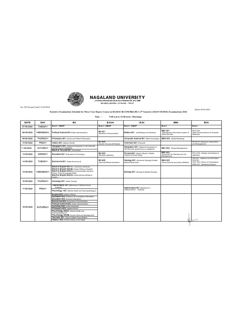 Income Tax Law Exam Schedule 2024 | PDF | Physics | Science