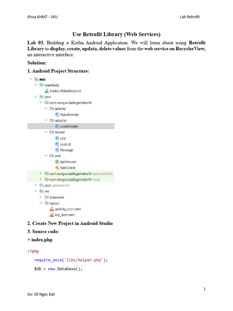 Lab12.1 RetrofitLibs CRUD NoInterface | PDF