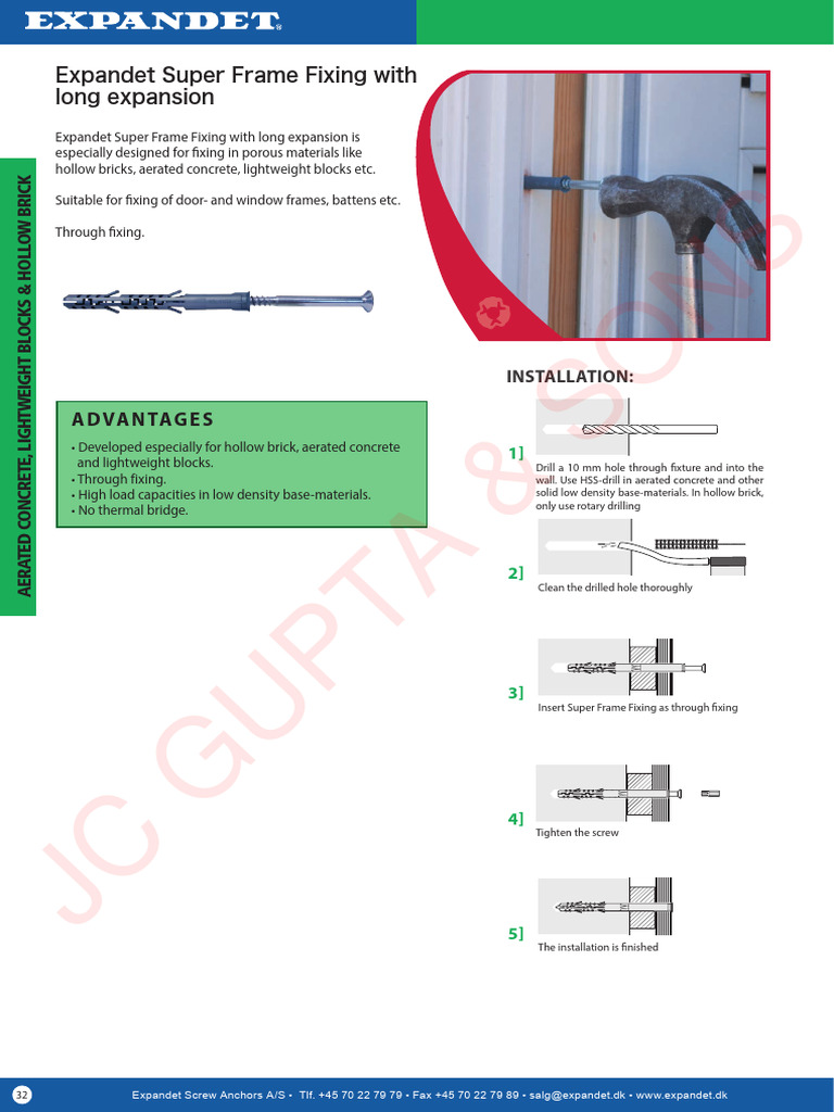 Expandet 202 Super Frame Fixing Long Expansion L11 | PDF | Brick | Drill