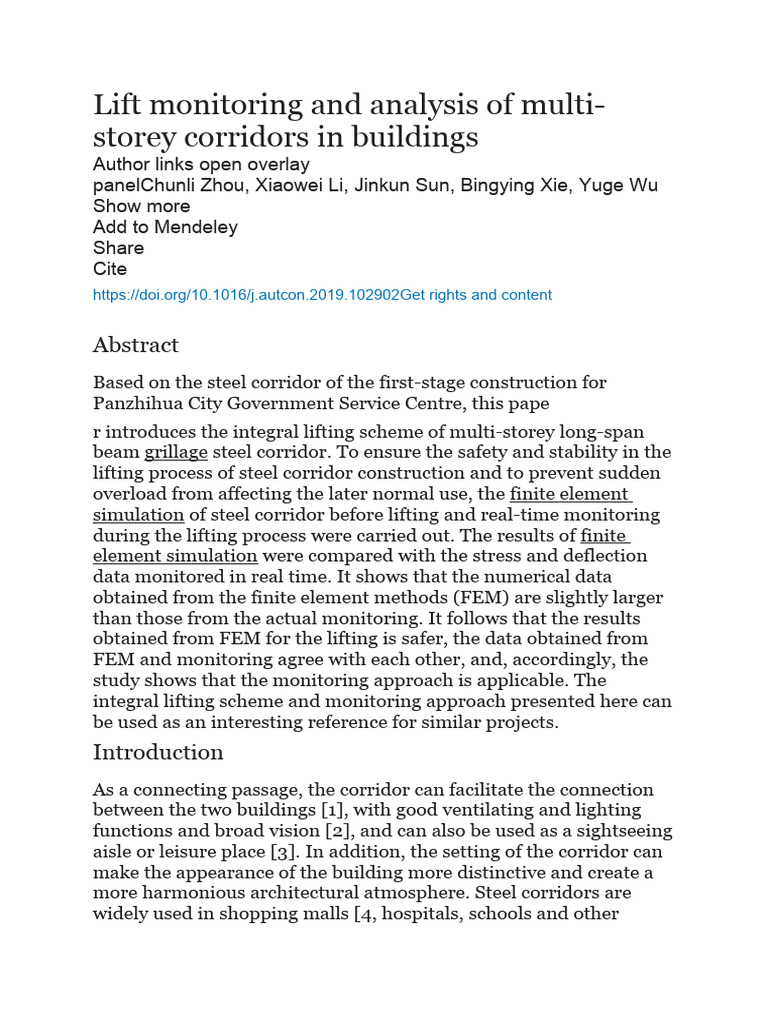 Lift Monitoring And Analysis Of Multi Pdf Crane Machine Finite Element Method