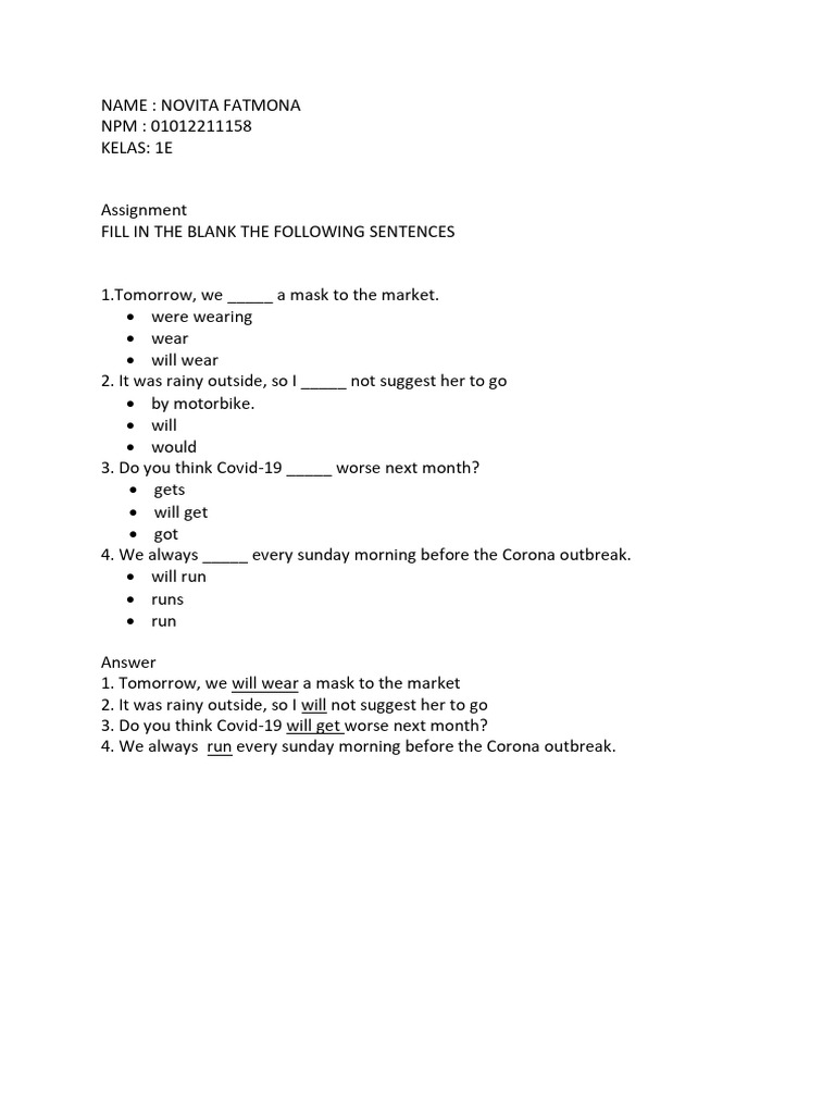 English Grammar Fill-in-the-Blanks | PDF | Social Science